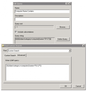 Active Directory "computer name contains" search string